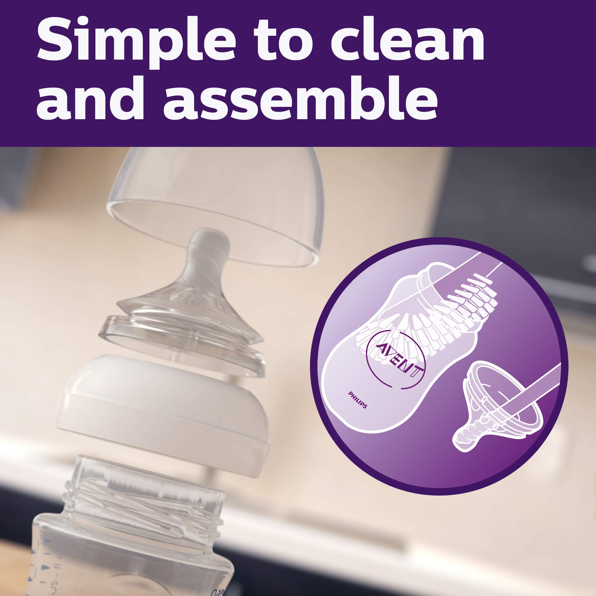 Philips AVENT Natural Glass Baby Bottle, Clear, 4oz, 4pk, SCF701/47