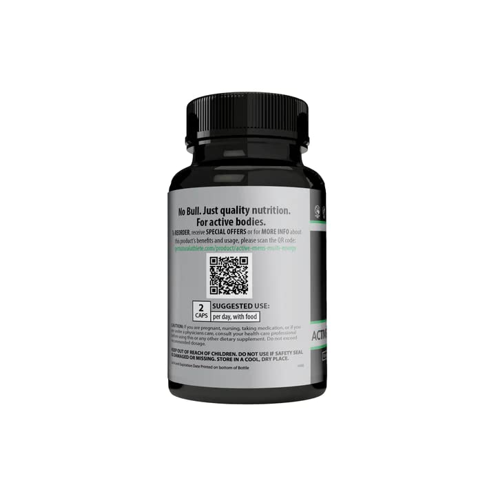 Active Men's Daily Multivitamin Supplement with Natural Energy Boosters, Immune Blend, Male Hormone Support, Minerals & Antioxidants (60 Pills)