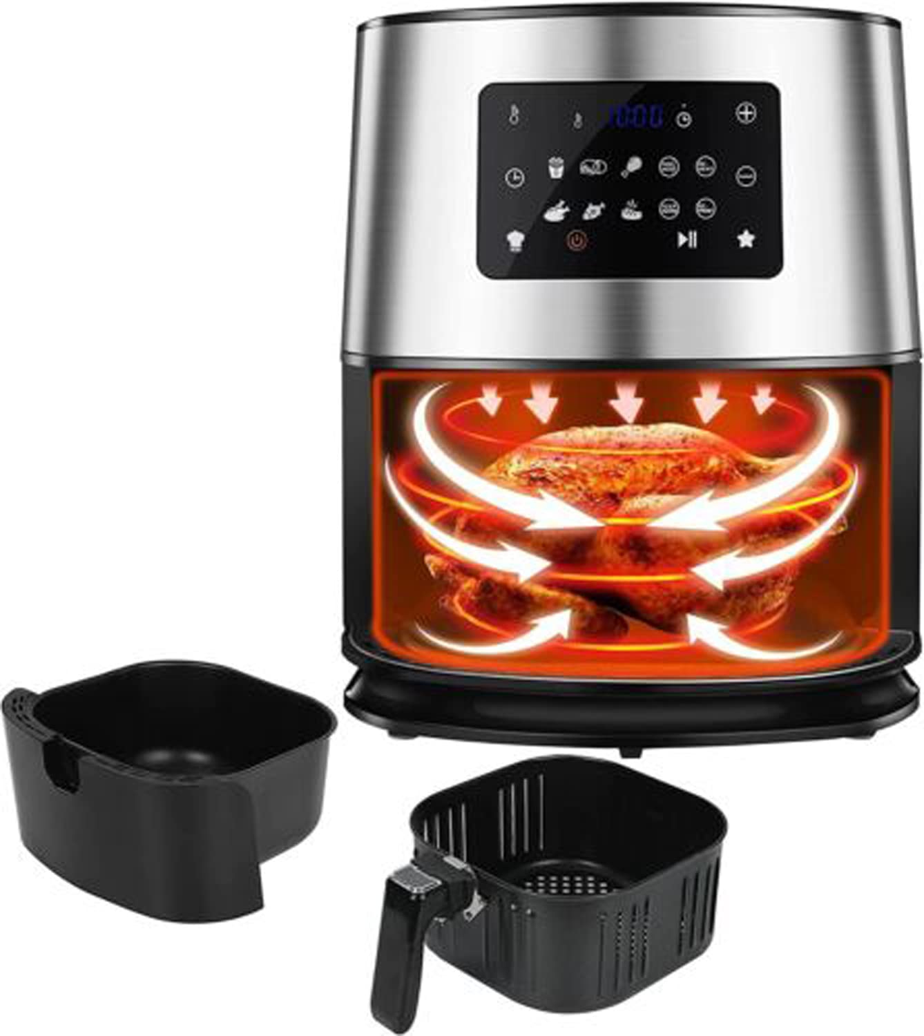 Air Fryer 6.3 Quart 10-in-1, Smart Electric Hot Airfryer Oven, 1700-Watt Oilless Cooker for Roasting, Air Frying, LED Digital Touchscreen, Nonstick Basket