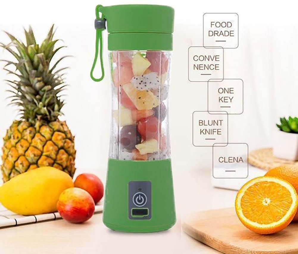 Generic Portable Blender USB Rechargeable Best Personal Blender for Shakes and Smoothies, with 4 Ultra-sharp Blades for Travel, Office & Sports (Green), SMALL