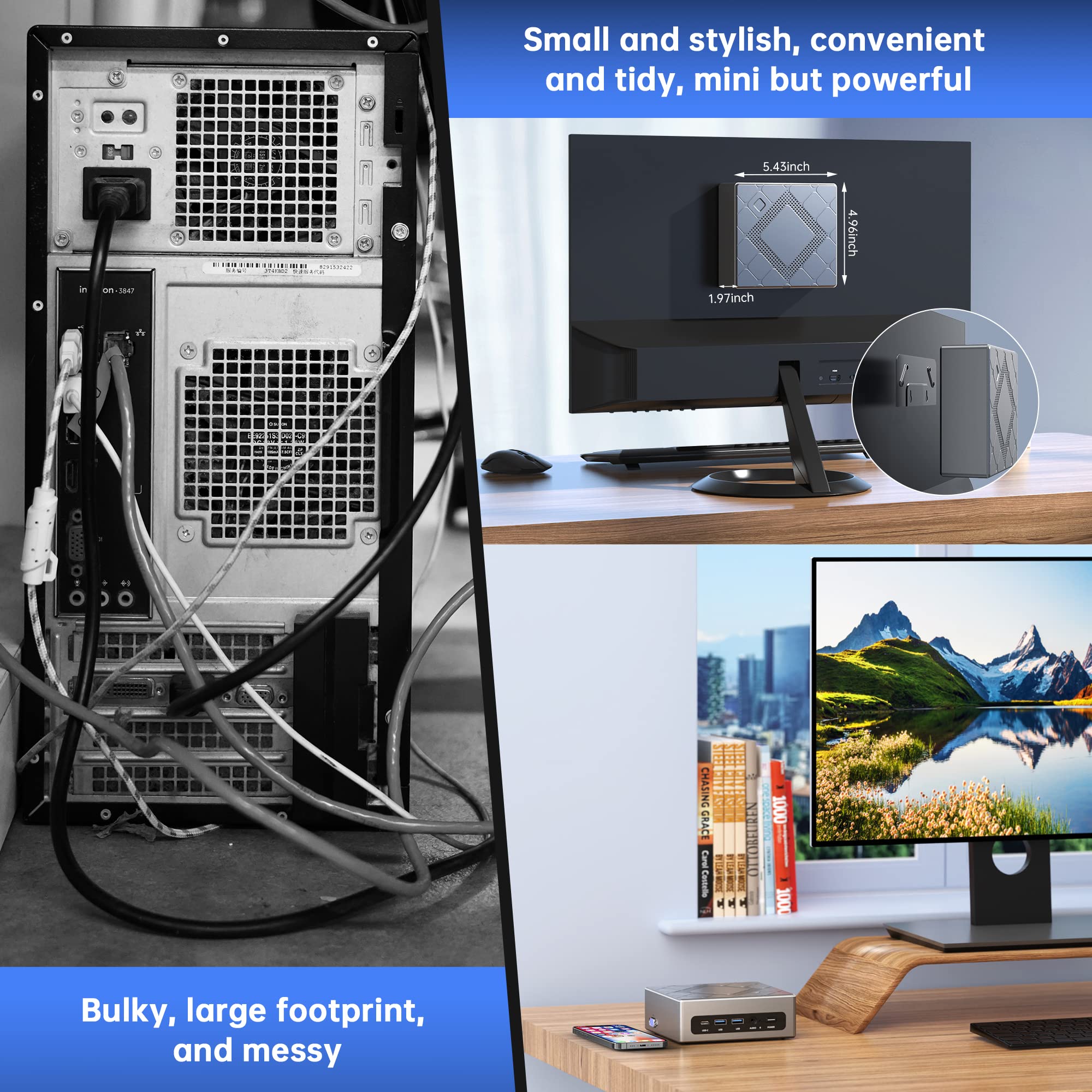 ACEMAGICIAN Mini PC Intel i7 10810U, 16GB RAM 512GB M.2 2280 SSD Mini Computers, Mini Desktop Computer Windows 11 Pro 4K/WiFi5/BT 4.2/Dual HDMI/LAN/USB 3.0/VESA/Auto Power On/Office Home