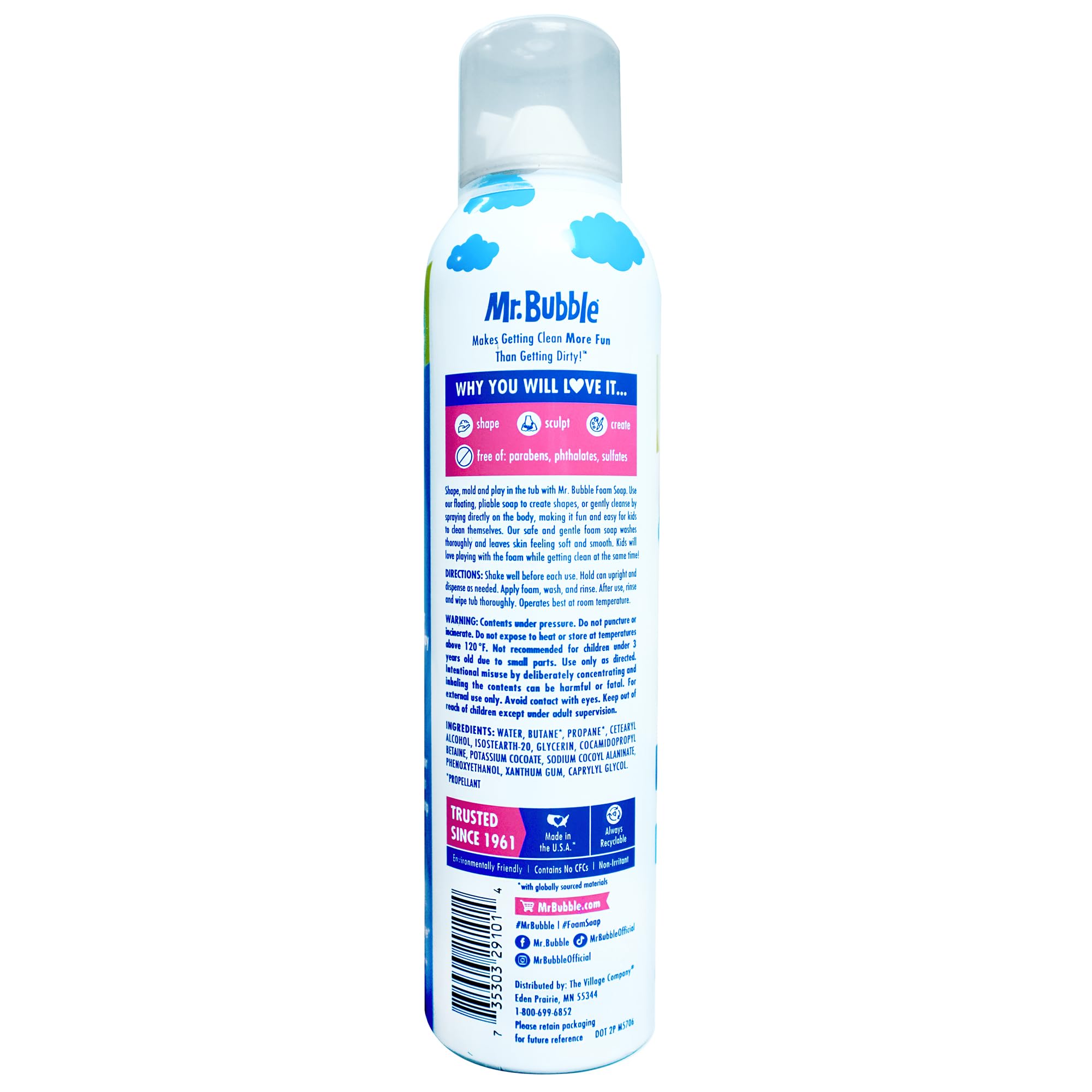 Mr. Bubble Extra Gentle Foam Soap - Fragrance Free Kids Hand and Body Wash 8OZ, Pack of 6