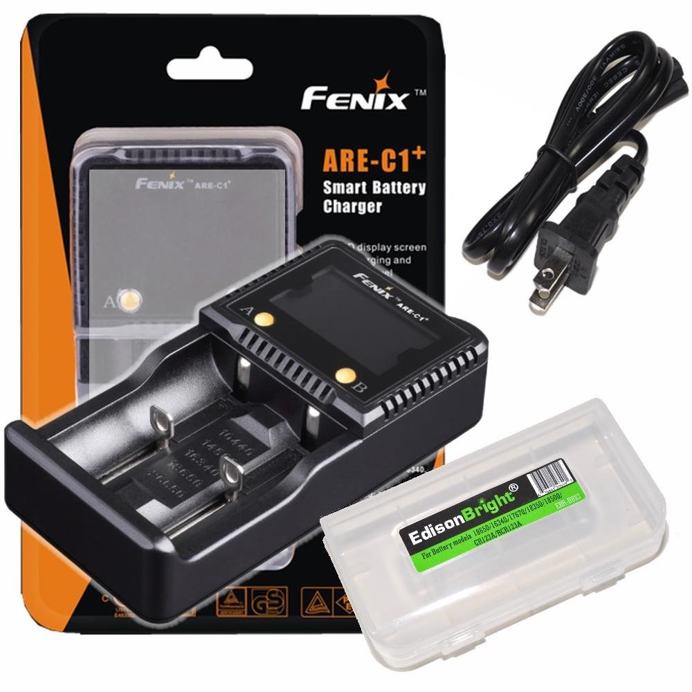 EdisonBright Fenix are-C1+ Plus Universal Smart Digital Display Battery Charger Battery Carry case