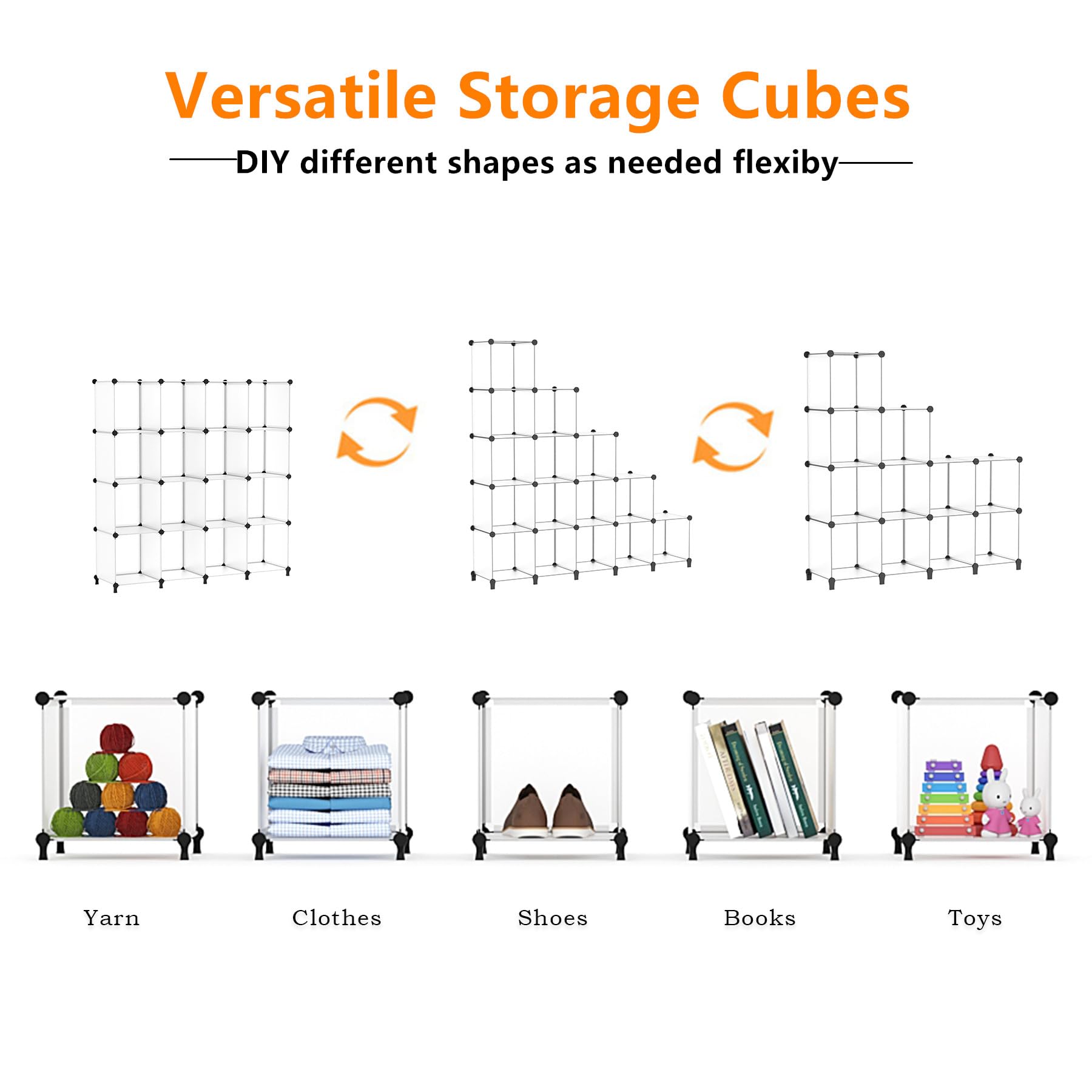 AWTATOS Cube Storage Closet Organizer Storage Cubes Shelves Bookshelf DIY Plastic 9 Cube Organizer Shelf for Bedroom, Home Office, Translucent