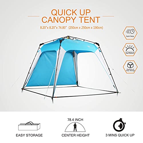 8.2'x8.2' Pop Up Canopy, 2023 Upgraded Outdoor Canopy, Portable Instant Camping Canopy, Easy Set-up Canopy with 1 Sidewall
