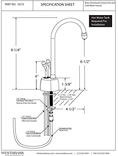 Westbrass CO147-62 Develosah 9" 2-Handle Hot and Cold Water Dispenser Faucet Kit with Heating Tank, Filter, Kitchen Sink Strainer & Disposal Trim Set, Matte Black