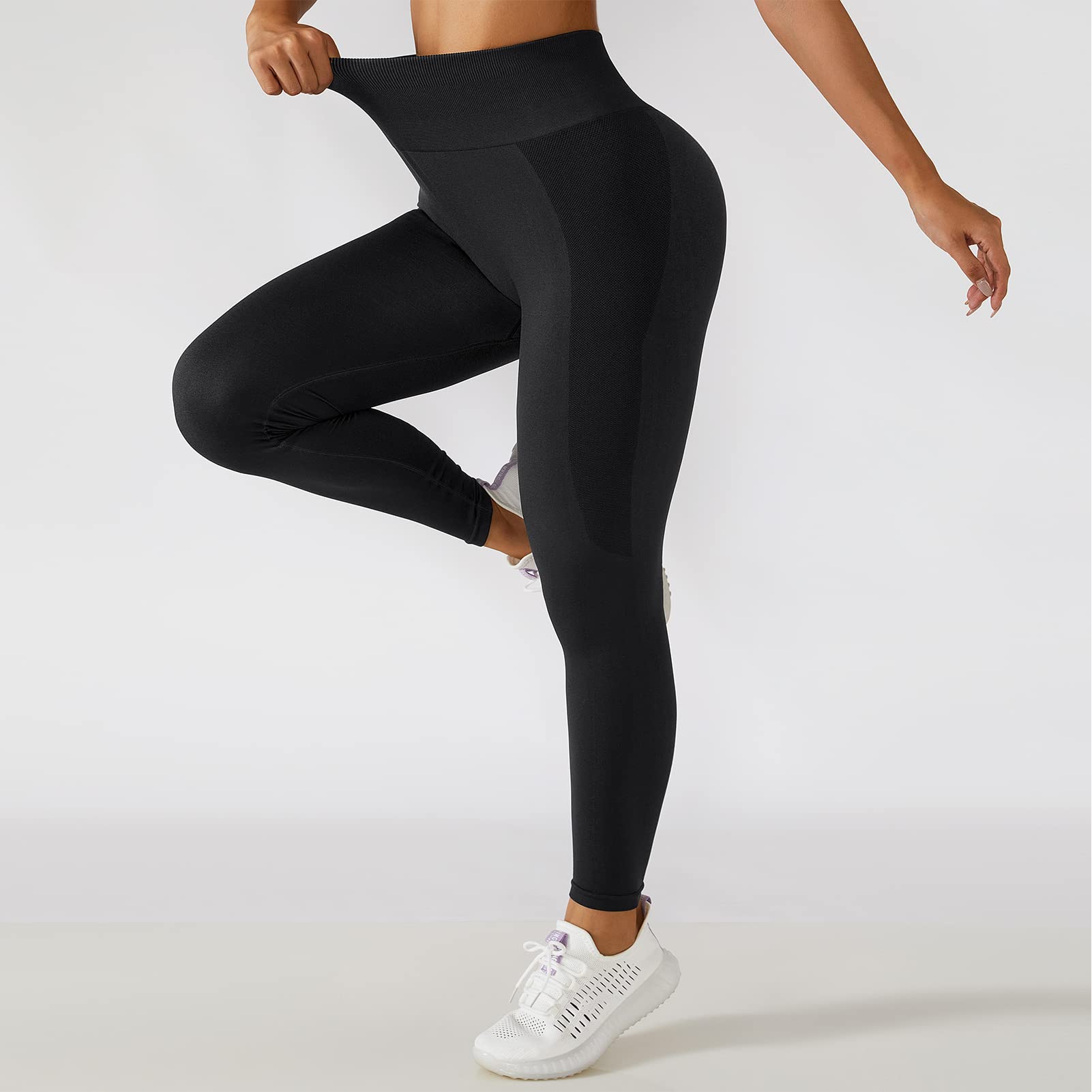 AIBIANOCEL Scrunch Butt Lifting Leggings Women High Waisted Seamless Workout Gym Booty Tights Tummy Control Yoga Pants(Black,Medium)