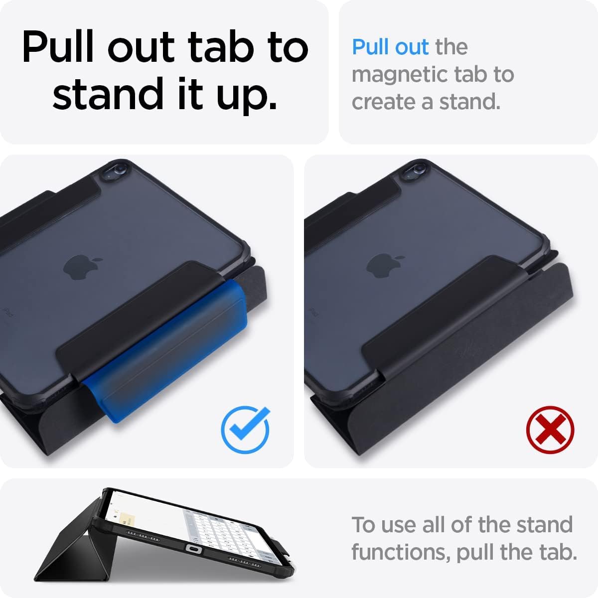 Spigen Ultra Hybrid Pro Designed for iPad Air 11 Inch Case (2024), 10.9 Inch 5th/4th Generation Case (2022/2020) with Transparent Back and Pencil Holder - Black