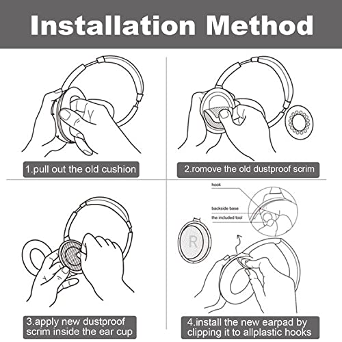 QC35 Replacement Ear Pads Ear Cushion Compatible with Bose Quiet Comfort 35 (QC35) and QuietComfort 35 II (QC35 II) Headphones (Silver)