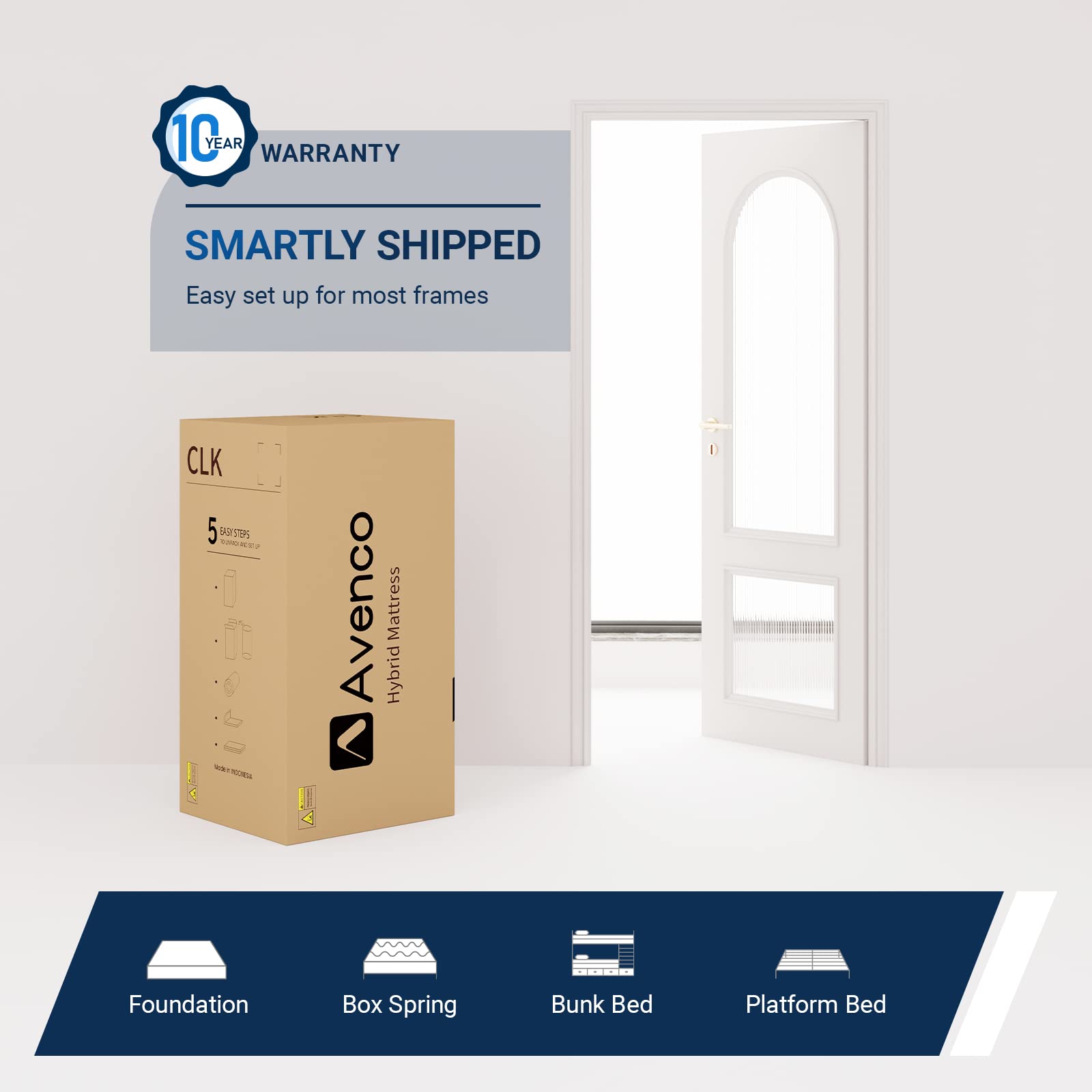 Avenco Full Size Mattress 10 Inch, Hybrid Full Mattresses in a Box with Gel Memory Foam, Individually Pocket Coils for Support and Pressure Relief, Medium Firm Full Bed Mattress, CertiPUR-US Certified