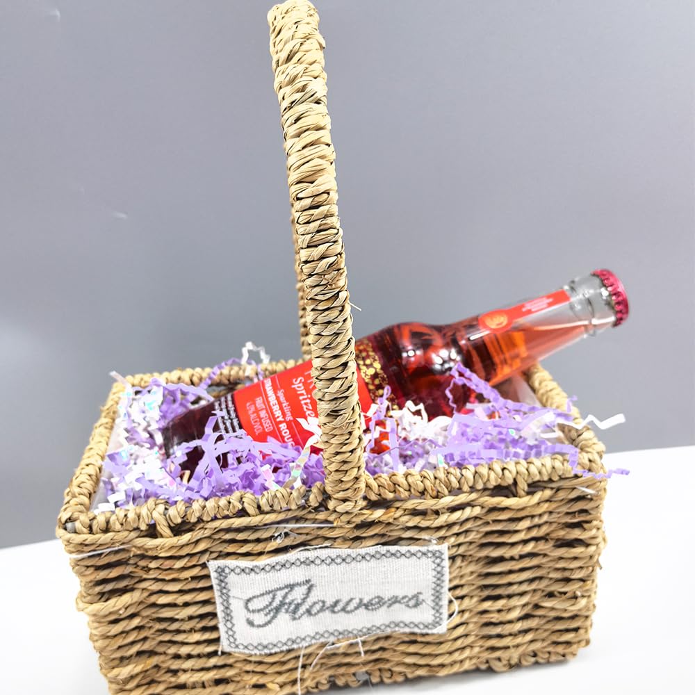 Amsthow Crinkle Cut Paper Gift Wrap Box Filler 1/2 LB Diamond White and Purple Shred Basket Raffia Grass Stuffing Raffia Grass for Christmas Decoration(Diamond White and Purple)