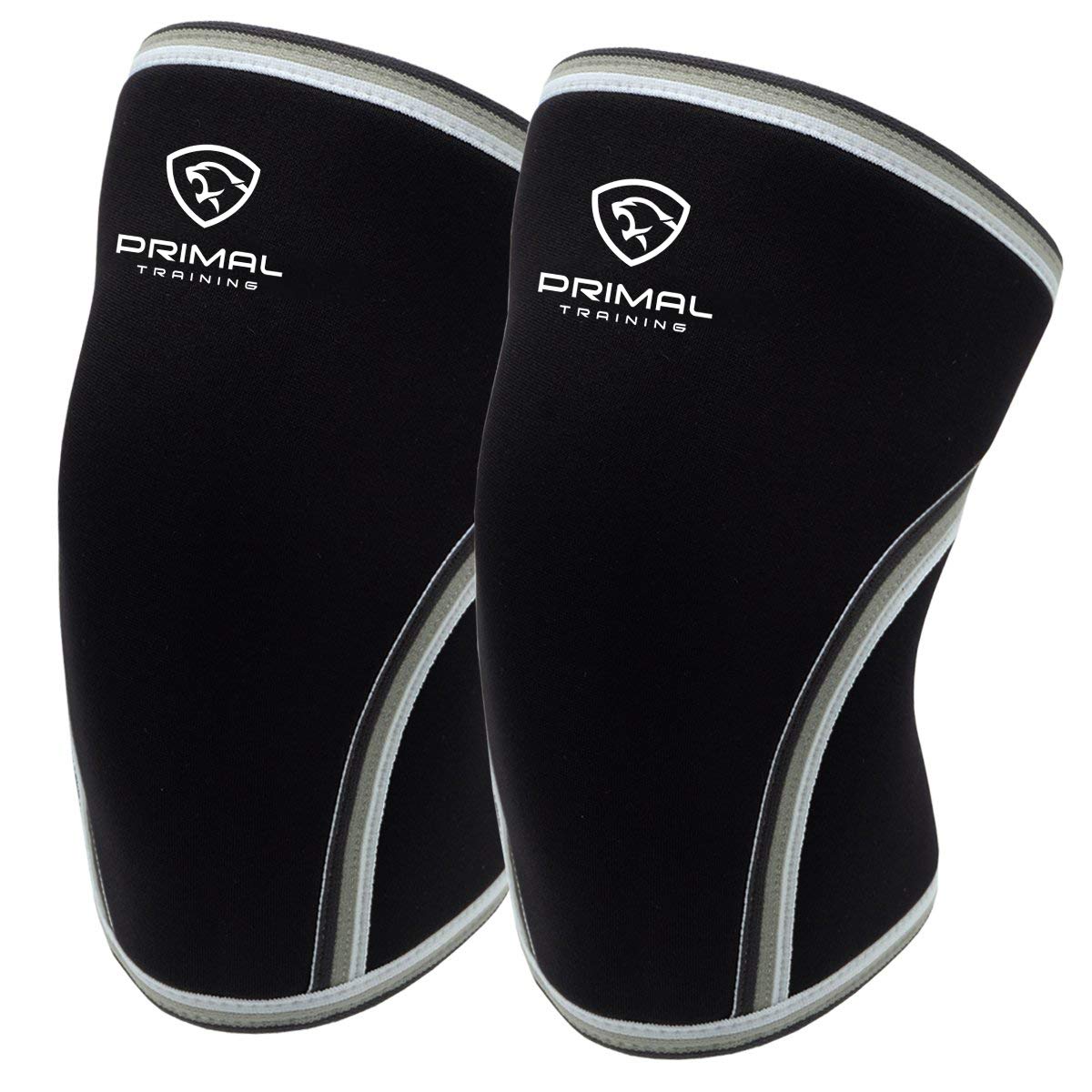 7mm Neoprene Knee Sleeve by Primal Training - Compression Warmth and Support for Crossfit Weightlifting Powerlifting and Bodybuilding - Nonslip and Supports Knee Injuries (Small)