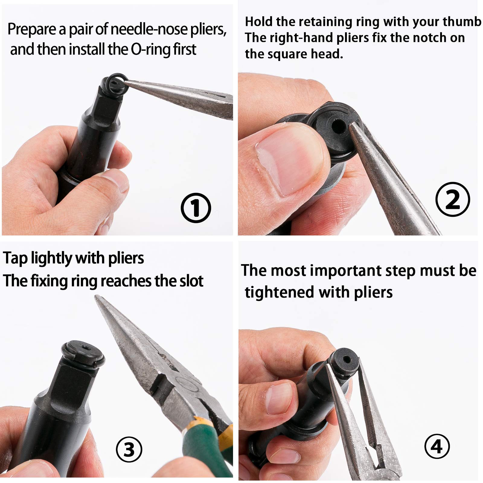 5 sets of 1/2 Inch Inch Square drive socket retainer rings with O-ring, Impact wrench accessories