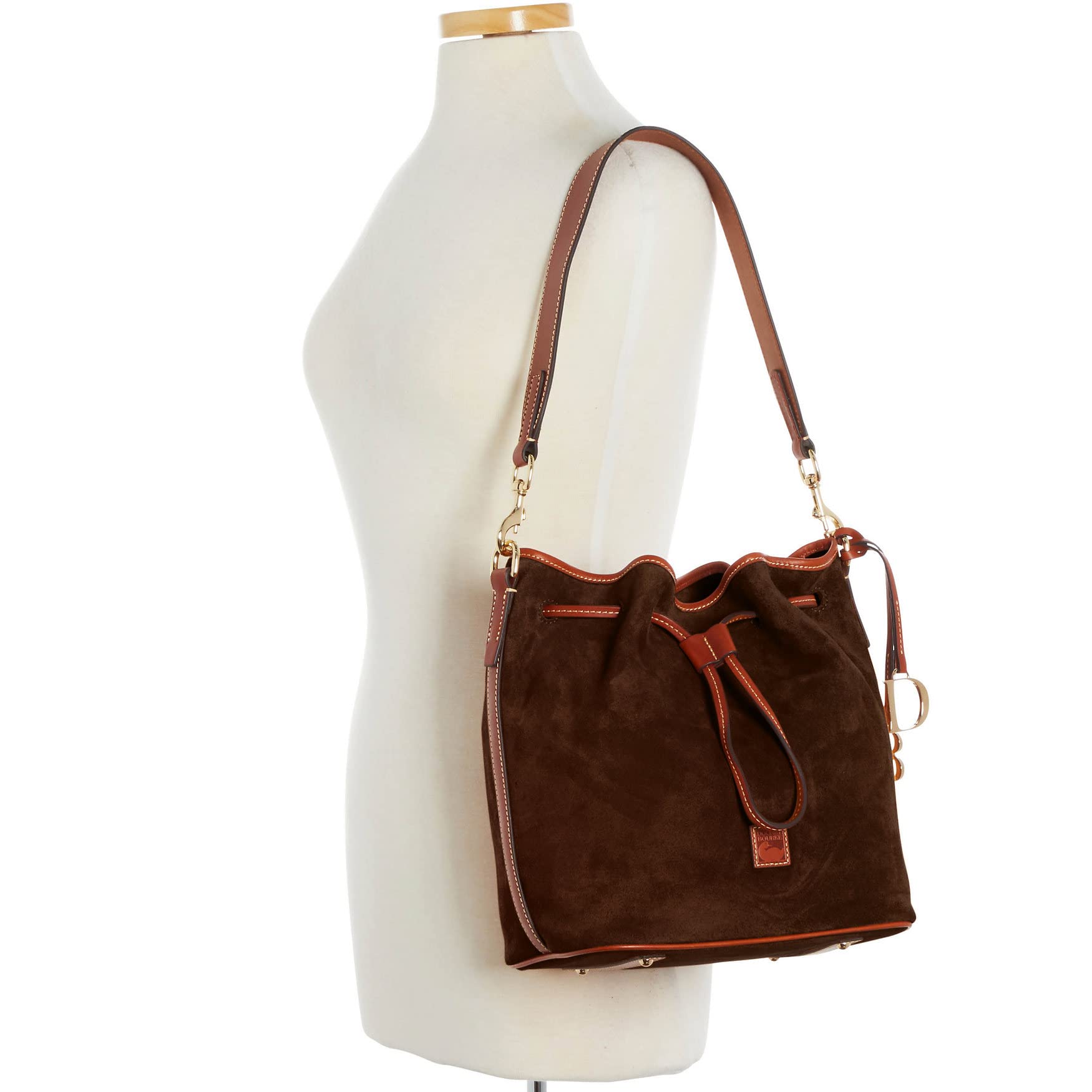 Dooney & Bourke Handbag, Suede Drawstring - Brown Tmoro
