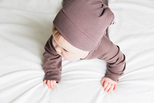 Babysoy Modern Single Knot Hat Beanie - Cotton Rayon from Bamboo Baby Cap (6-12 Months, Acorn)