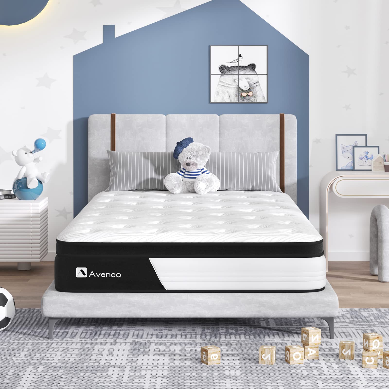 Avenco Twin Mattress 10 Inch, Twin Medium Firm Hybrid Mattress, Twin Mattress in a Box with Gel-Infused Memory Foam & Pocketed Springs, Motion Isolation, Breathable Knit Fabric, Strong Edge Support