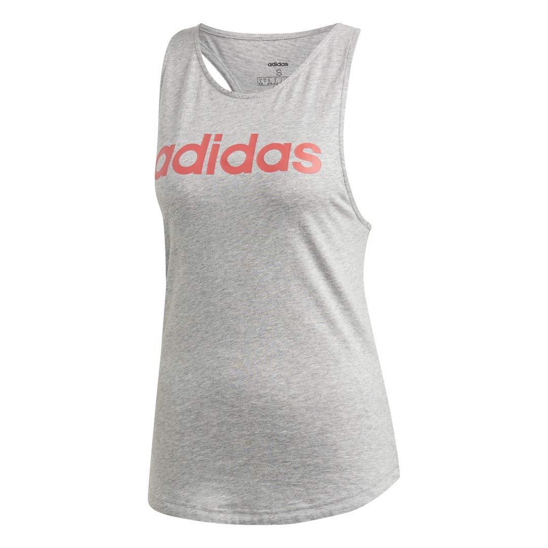 adidas Women's Essentials Linear Loose Tank Medium Gray Heather/Core Pink Medium