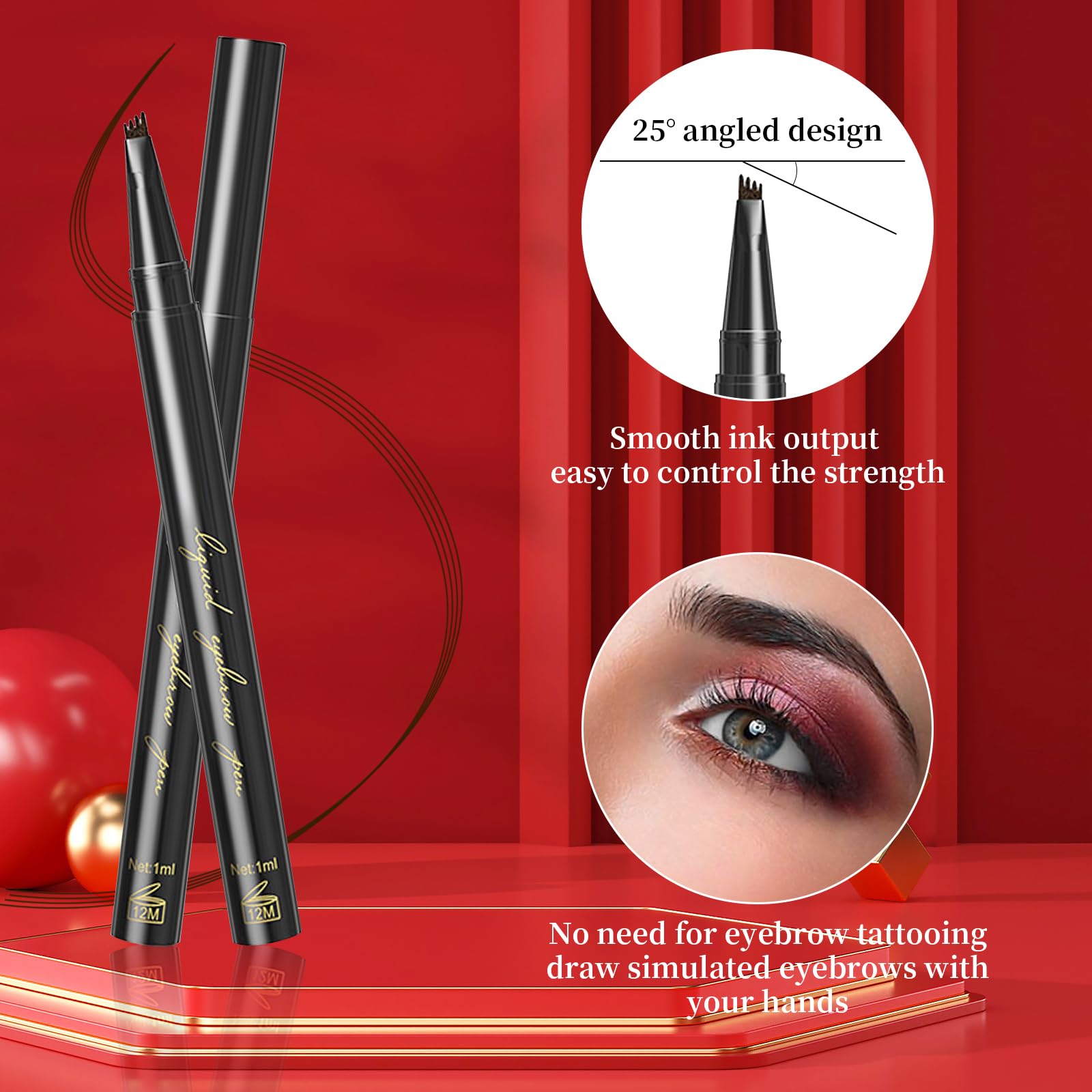 Aantnara Eyebrow Pen Eyebrow Pencils for women brown Eyebrow makeup Eyebrow Pencil Brown Eyebrow Pencil with Micro-4 Tip Long Lasting Waterproof Smudge(Brown)