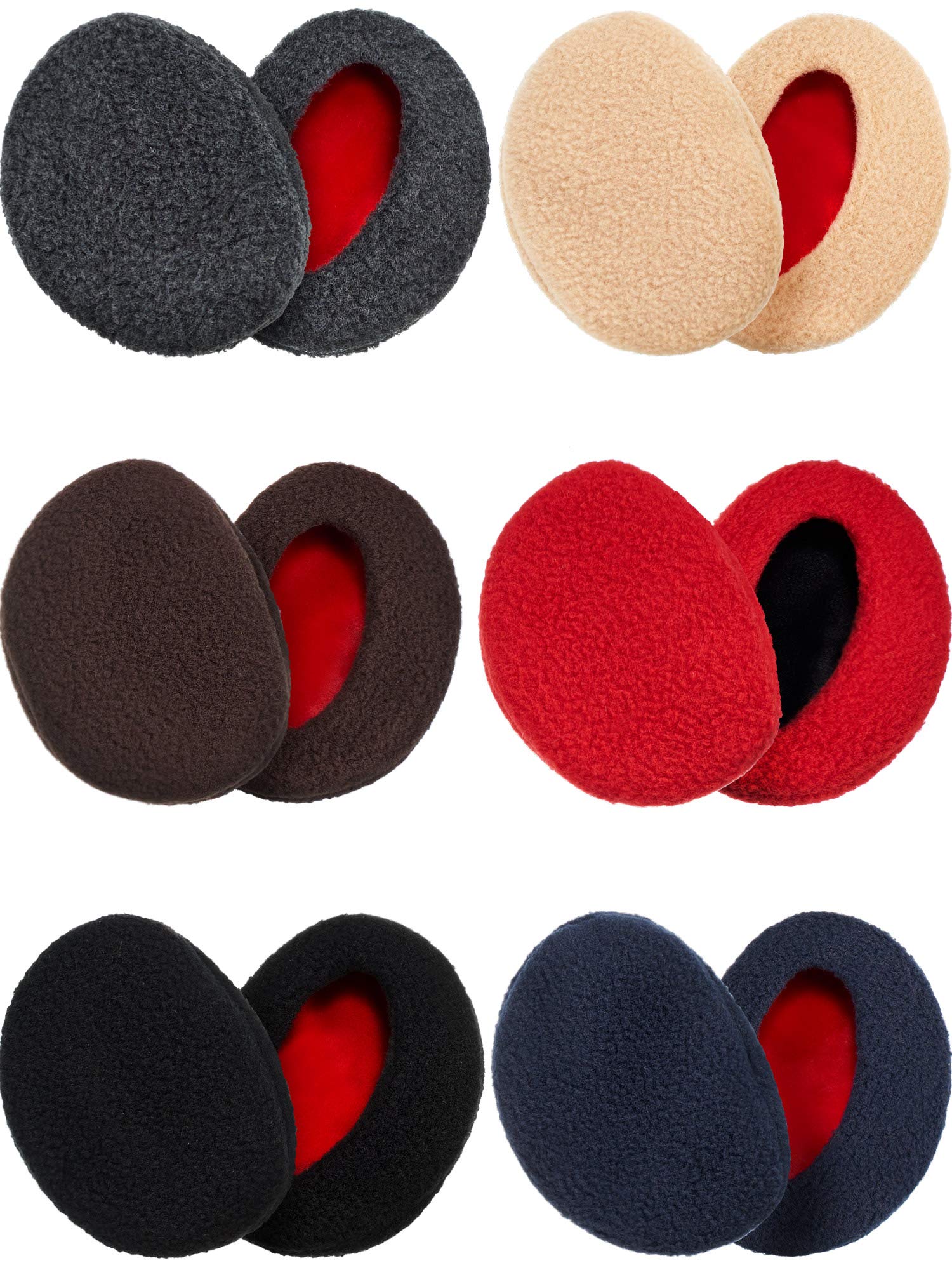 6 Pairs Bandless Ear Warmers Earmuffs Fleece Earmuffs Thick Winter Ear Cover for Men Women (Medium)