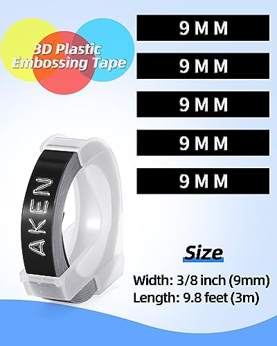 Aken Blue Embosser + 10pk Black Embossing Tape, Label Printer Embossed Vintage Embossing Label Maker Machine with Tape