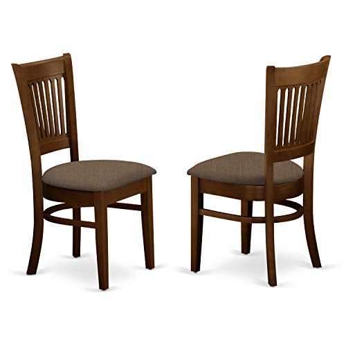 East West Furniture Dublin 5 Piece Set Includes a Round Dining Room Table with Dropleaf and 4 Linen Fabric Upholstered Chairs, 42x42 Inch, Espresso