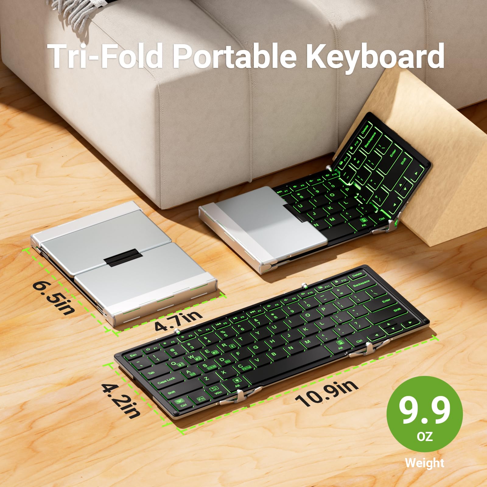 iClever Backlit Foldable Bluetooth Keyboard, BK05 Wireless Folding Keyboard with Backlight, Pair up to 4 Devices, Portable Travel Keyboard for iPad Tablet Laptop PC Smartphone Windows iOS Android