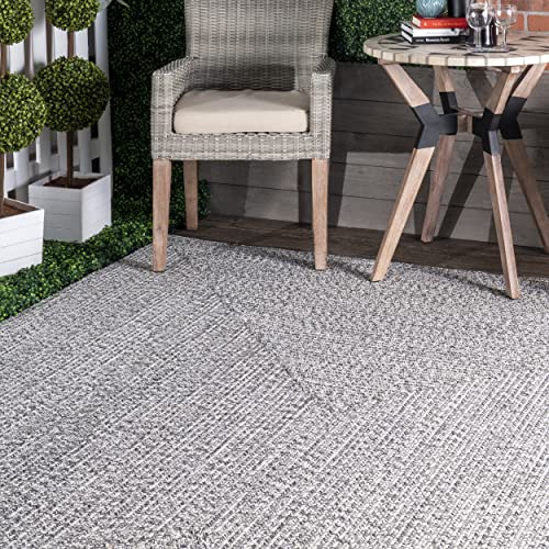 nuLOOM Wynn Braided Indoor/Outdoor Runner Rug, 2' 6" x 6', Light Grey/Salt and Pepper