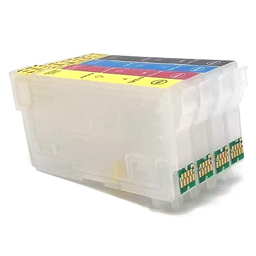 BJ-INK 802 812XL T802 T812XL Sublimation Ink Cartridges, Empty Refillable Ink Cartridges with Chip Compatible withWF-3820 WF-3825 WF-4830 WF-4835 WF-7840 WF-7820 EC-C7000 Printers (4PCS with Chip)