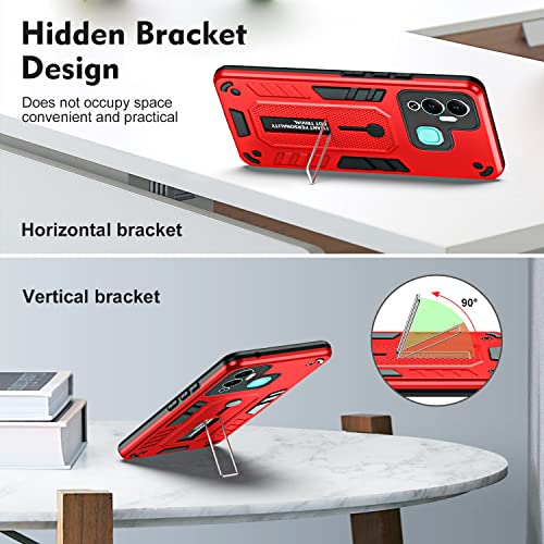 Back Case Cover Case for Infinix Hot 12 Play, for Infinix Hot 12 Play Case Heavy Duty Shock Absorption Full Body Protective Case TPU Rubber and Hard PC Phone Case Cover with Retractable hand strap Cas