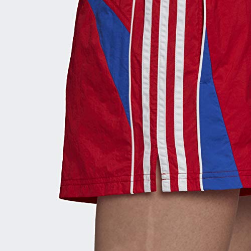 adidas womens Colorblocked 3-Stripes Shorts Scarlet Large