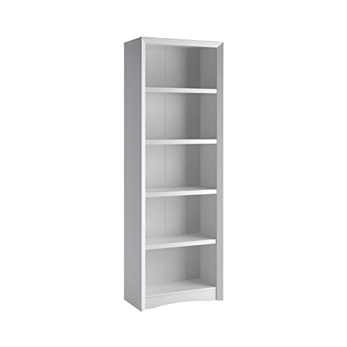 CorLiving Quadra 5 Shelf Faux Wood Grain Bookcase in White