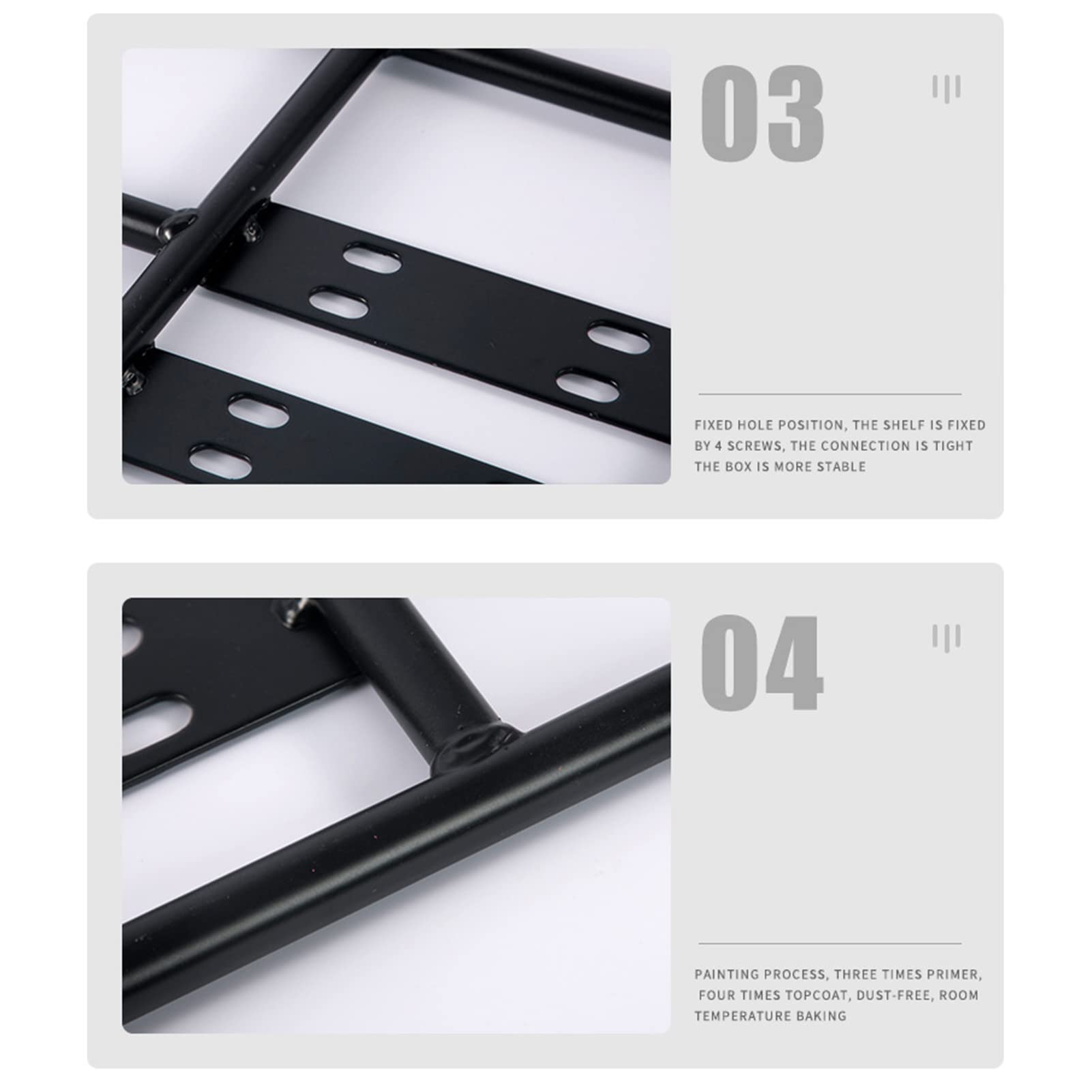 BigKing Food Delivery Box Rack Rear Grille,Electric Bicycle Delivery Box Rack Rear Grille 80kg Loading Seamless Steel Tube Universal for Motorcycle(Flat (53/43))