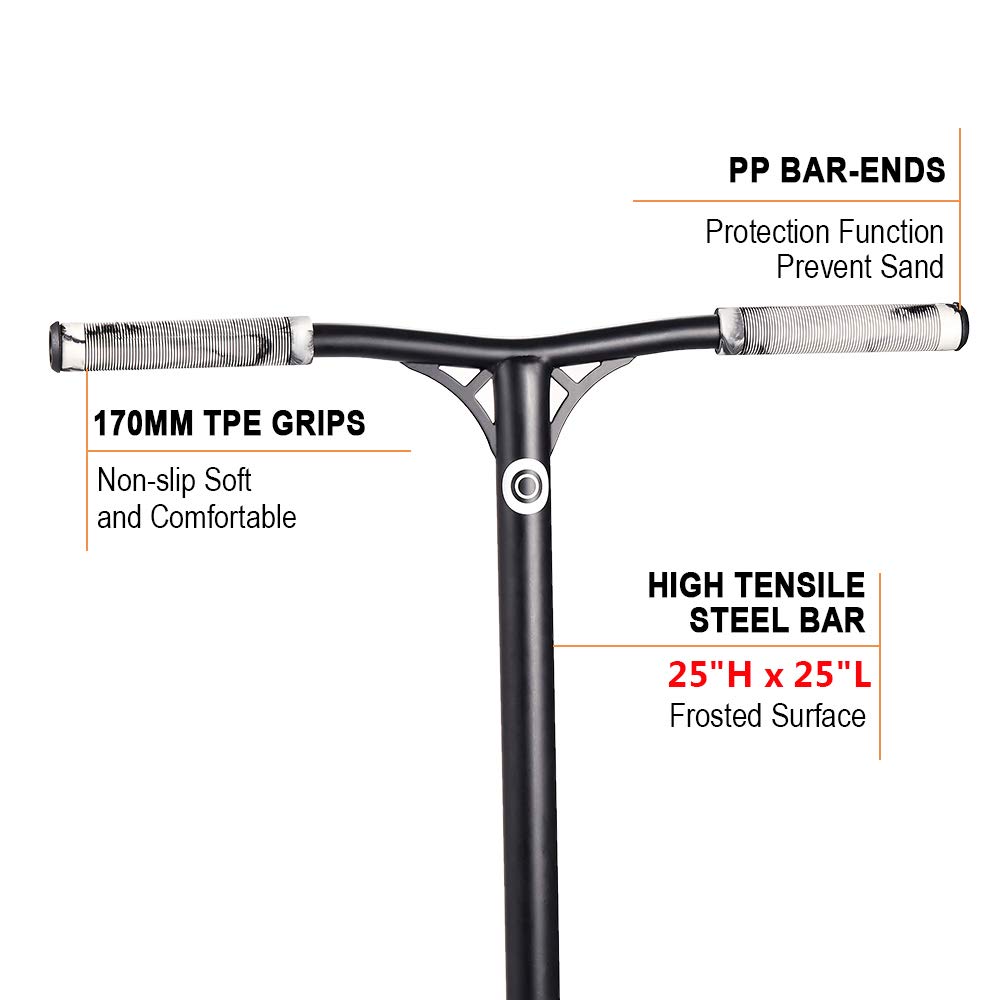 Albott Pro Stunt Scooters Freestyle Trick Scooter with CNC 6061-T6 Aluminum Fork 25 Inches Long Bar Beginner to Intermediate Durable Kick Scooter for Kids 8 Years and Up,Teens, Boys,Adults (Silver)