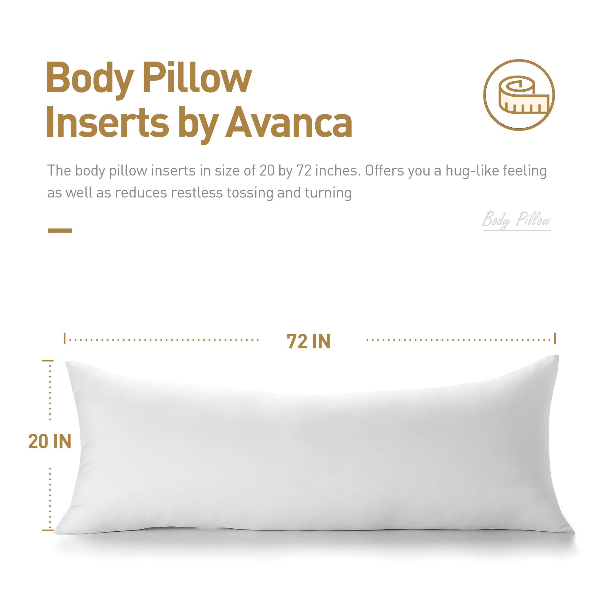 Acanva Fluffy Bed Sleeping Side Sleeper Body Pillow Insert, Extra-Long 20β x 72β, White