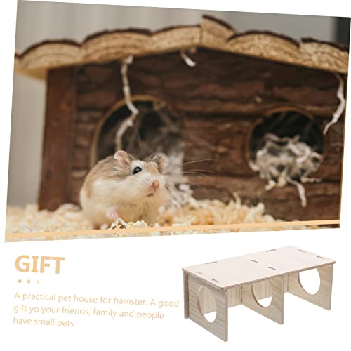 balacoo Funny Chamber Hideout Cabin and Hamsters Maze Ferret Toy Pet Hut Small Multi Clear Dwarf Compartment Window Chinchilla Hide for Squirrel Gerbil Hiding Wooden Nest Hamster