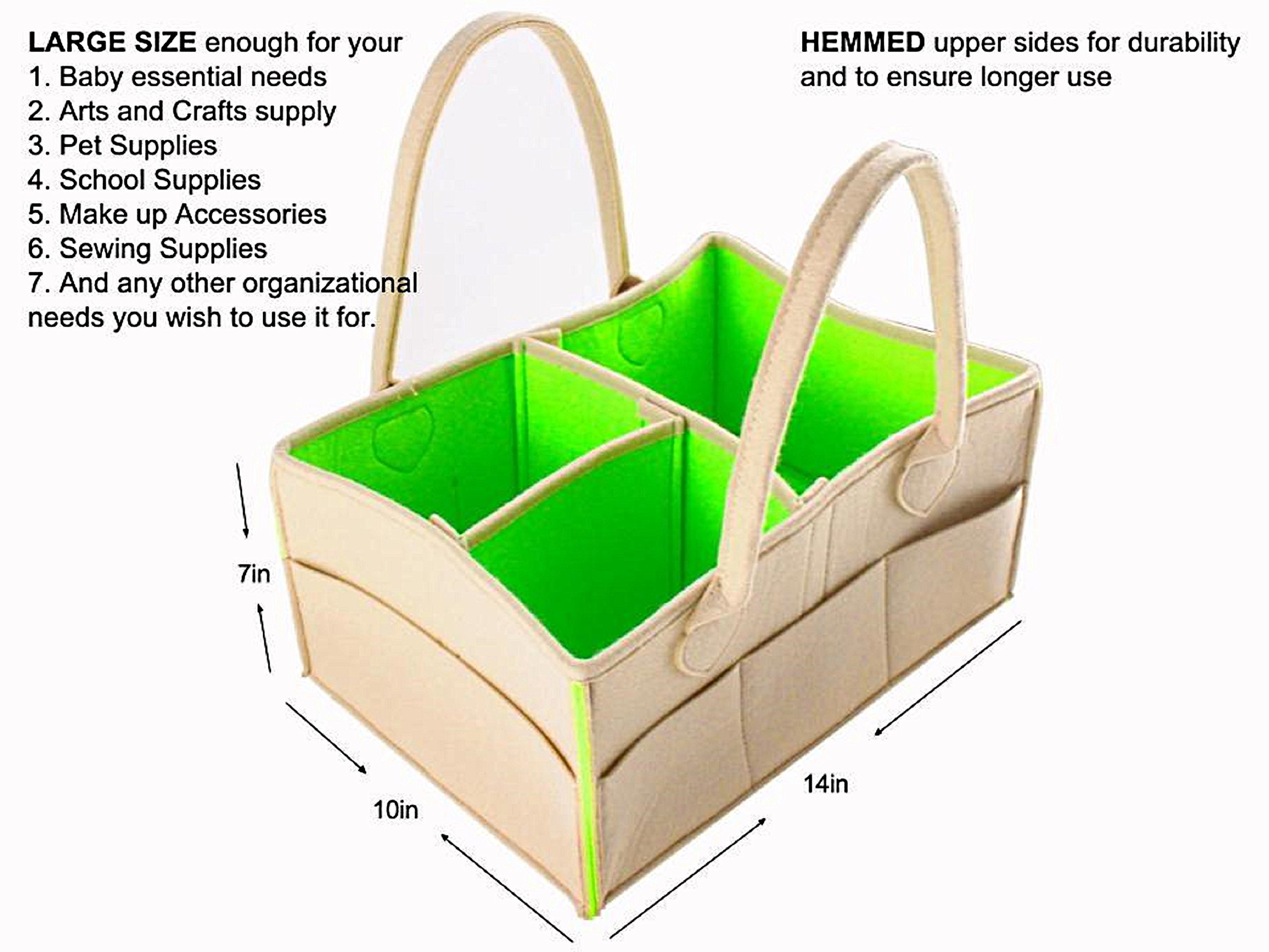 Secure All Caddy | Large Soft Eco-Friendly Nursery Organizer Diaper Caddy for Baby Needs, Arts, Office & School Supplies, Knitting, Sewing Supplies, Car Organization & More (1 Caddy)