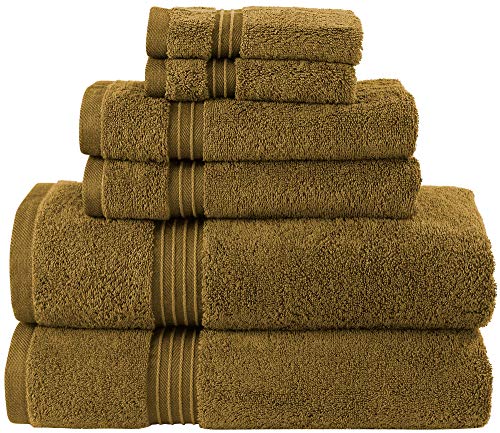 Bliss Casa 6 Pieces Towel Set; 2 Bath Towels, 2 Hand Towels and 2 Washcloths - 600 GSM 100% Combed Cotton Quick Dry Highly Absorbent Thick Bathroom Towels - Soft Hotel Quality for Bath and Spa (Beige)