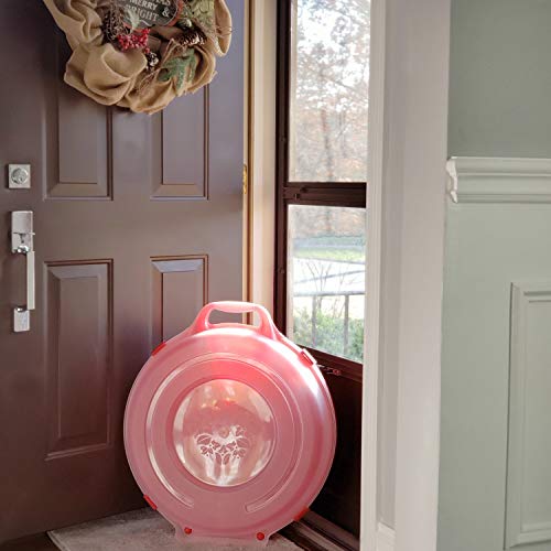 HOMZ Set of 3 Holiday Wreath Plastic Storage Containers, Holds Up to 24β Diameter, Secure Latching Lid and Easy Grip Handle, Stackable and Nestable, Red/Clear