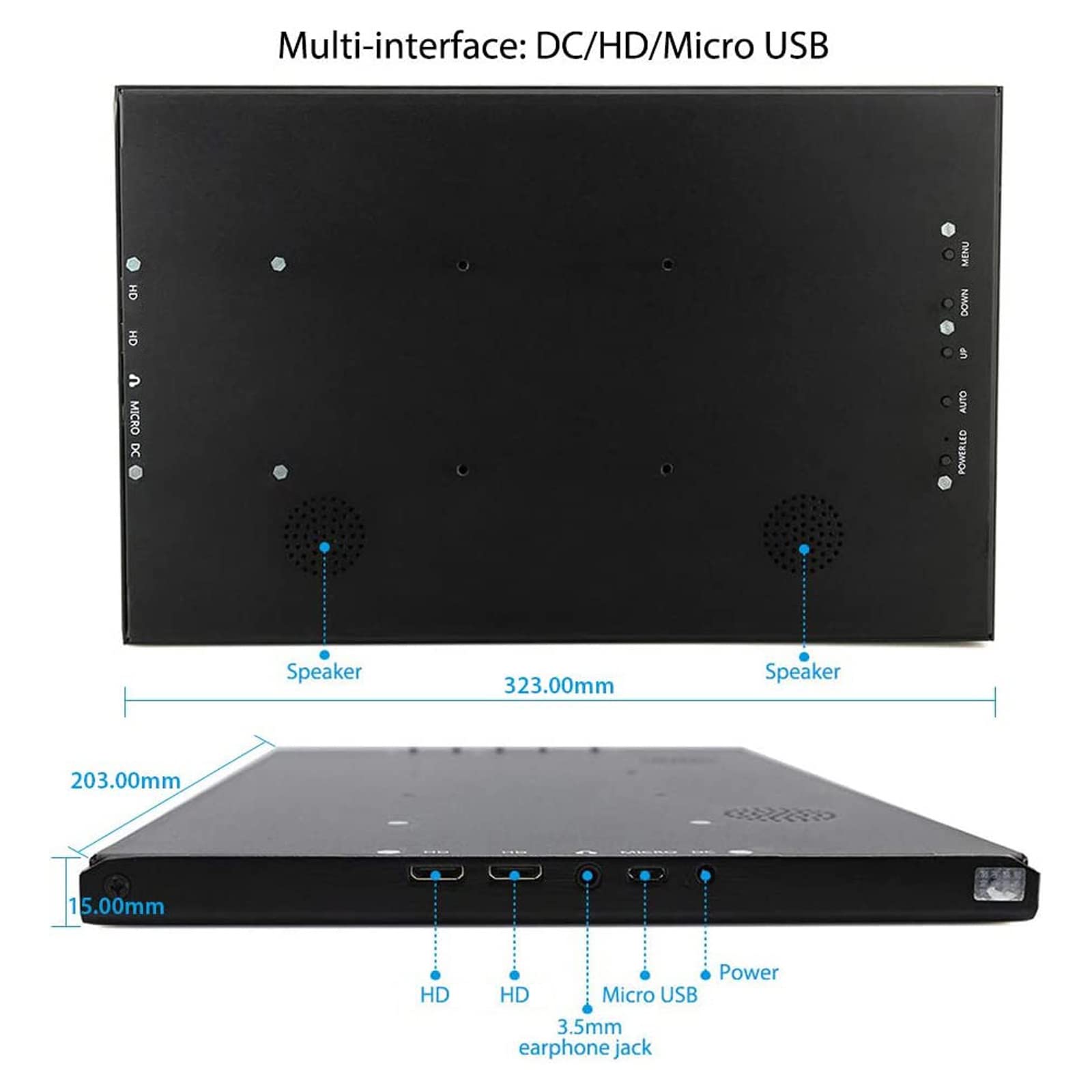 ELECROW 13.3 Inch Monitor 1920X1080 IPS External Portable Monitor HDMI-Compatible for PC Laptop Game Consoles