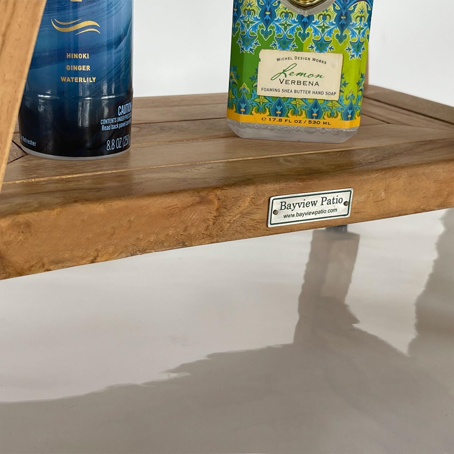 Indonesian Teak Shower Bench with Shelf 18 Inch Stool | Teak Wood Shower Stool & Spa| Waterproof Shower Bench for Indoor and Outdoor Use| Bathroom Stools for Adults Sitting