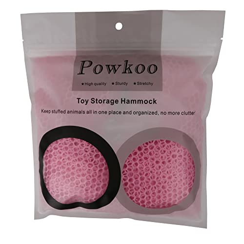 Stuffed Animal Storage Hammock, Powkoo Small Toy Hammock Storage Net Organizer for Bathtub, Bedroom, Small Soft Toys, Teddies (Pink)