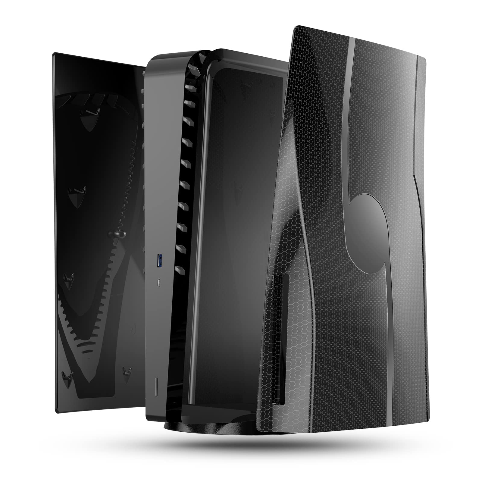 Amaspace PS5 Face Plates for Disc Edition. ABS Anti-Scratch Dustproof Protective Shell Cover. (Black Honeycomb Style)