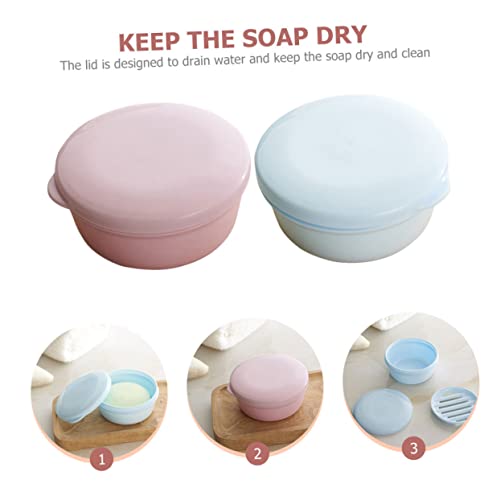ABOOFAN 4 Pcs Boxes Soap Dish with lid soap Bag soap Storage Rack bar soap for Gray Hair soap Drainer Tray Green soap Sink Storage Rack Holder Printable Travel pp Suitcase