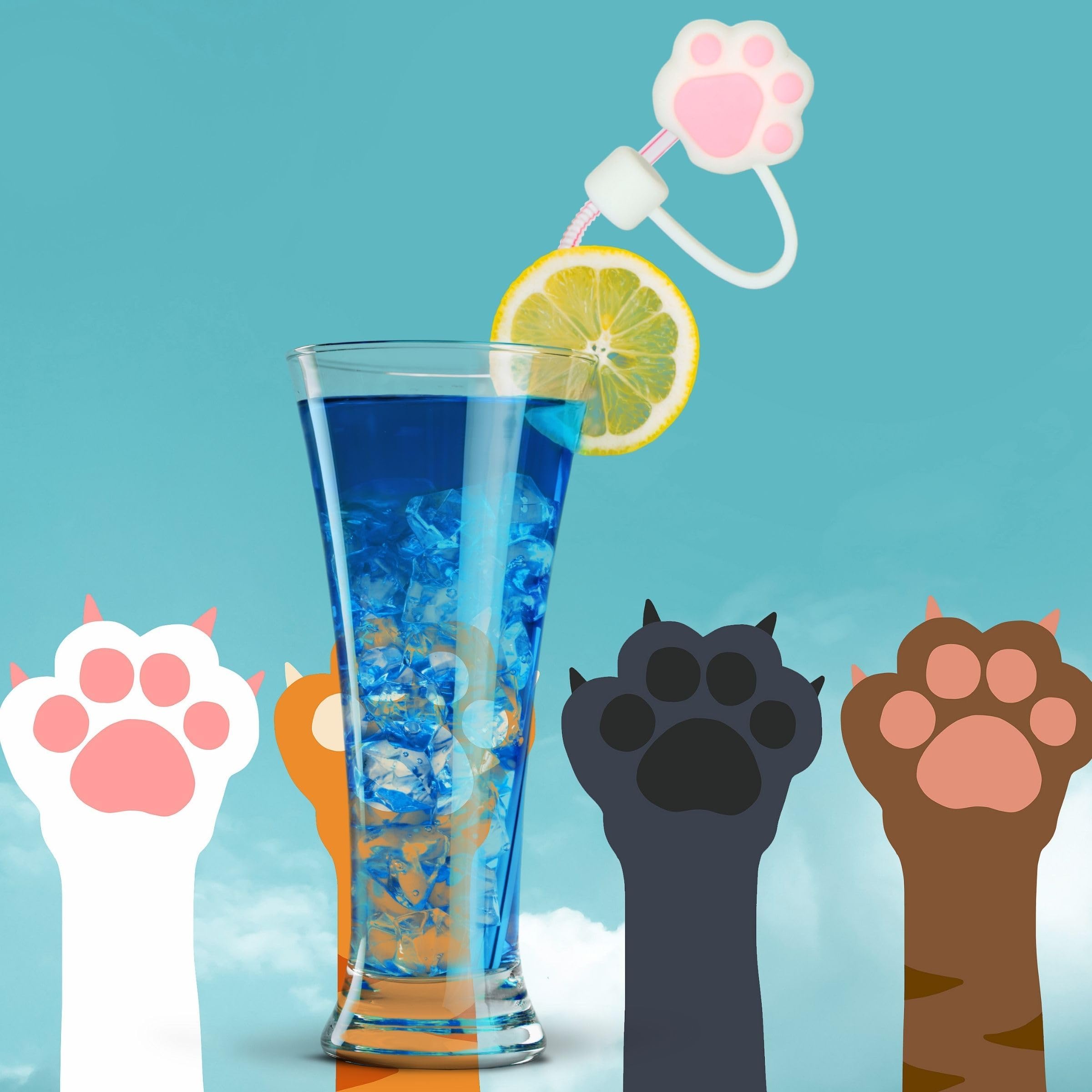 8 Pack Straw Covers, Silicone Animal Themed Straw Toppers For 8mm Straws, Cute Dust-Proof Reusable Straw Tips Lids
