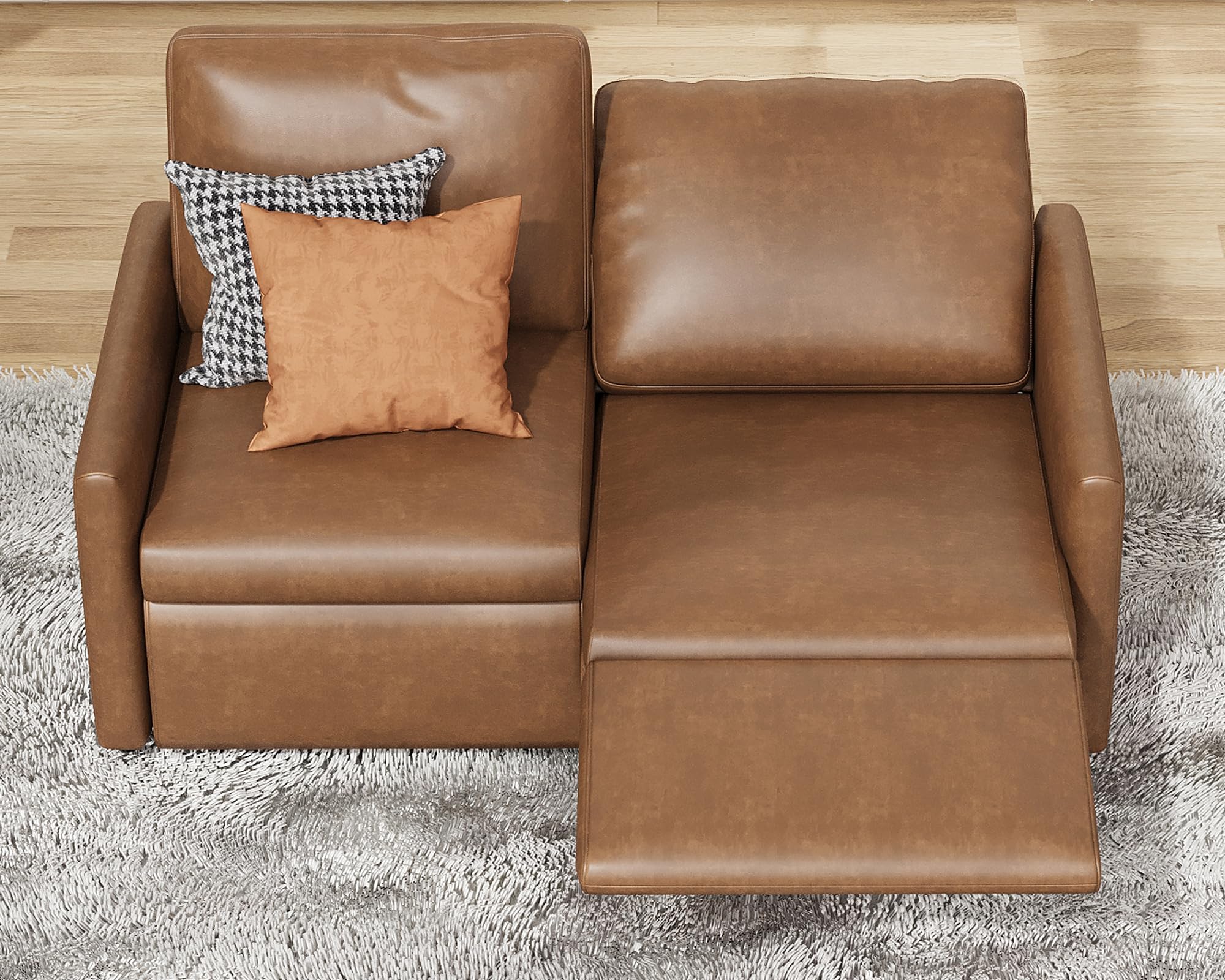 AMERLIFE Power Recliner, Reclining Sectional Sofa, Single Left Recliner Loveseat Sofa with USB Port, Leather Modular Sofa for Living Room