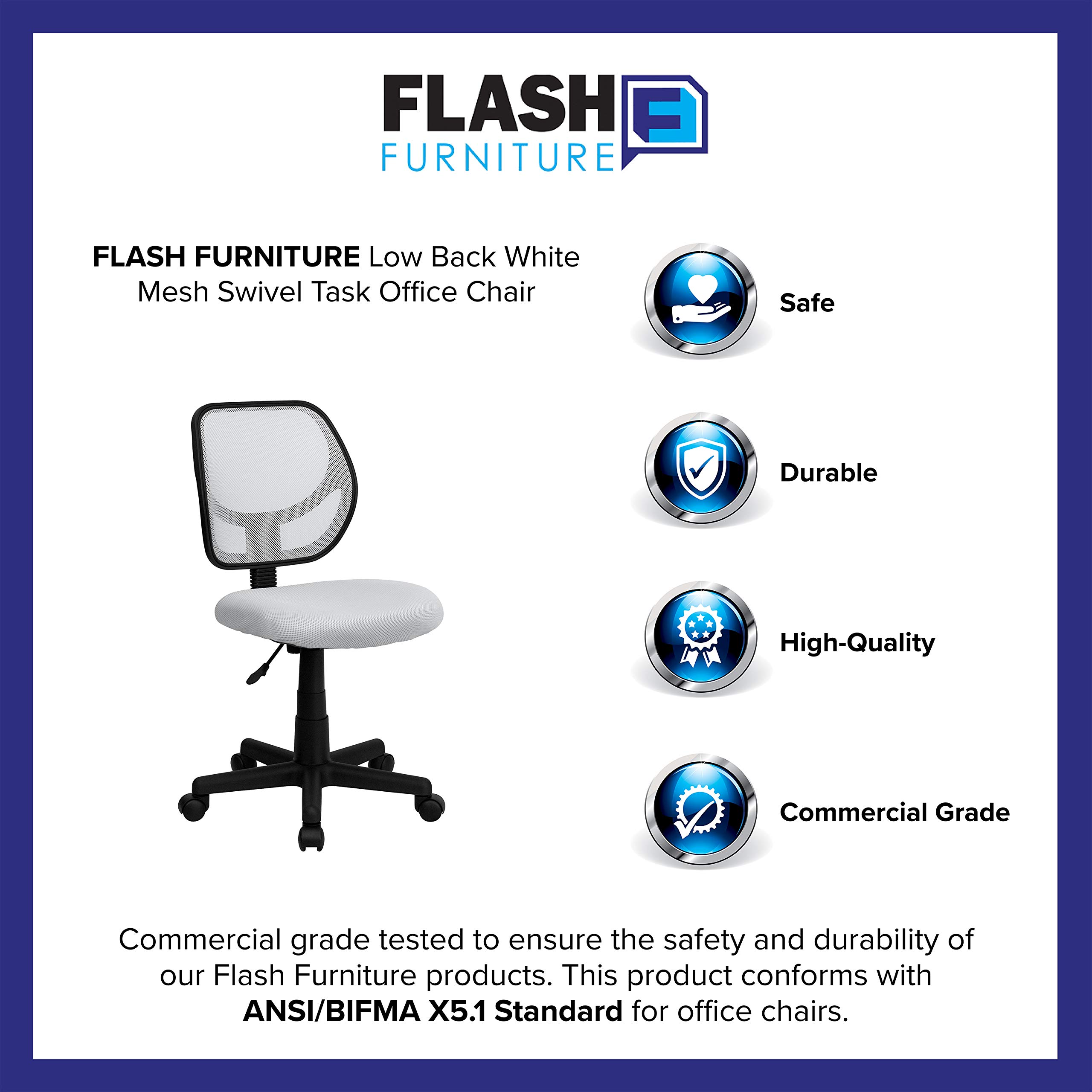 Flash Furniture Neri Low Back White Mesh Swivel Task Office Chair