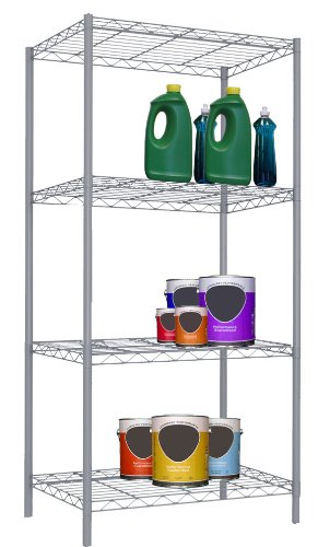 Home Basics 4 Tier Steel Wire Shelf Rack Heavy Duty Storage Shelving Unit for Kitchen Pantry Laundry Garage Closet Utility Organization , Grey