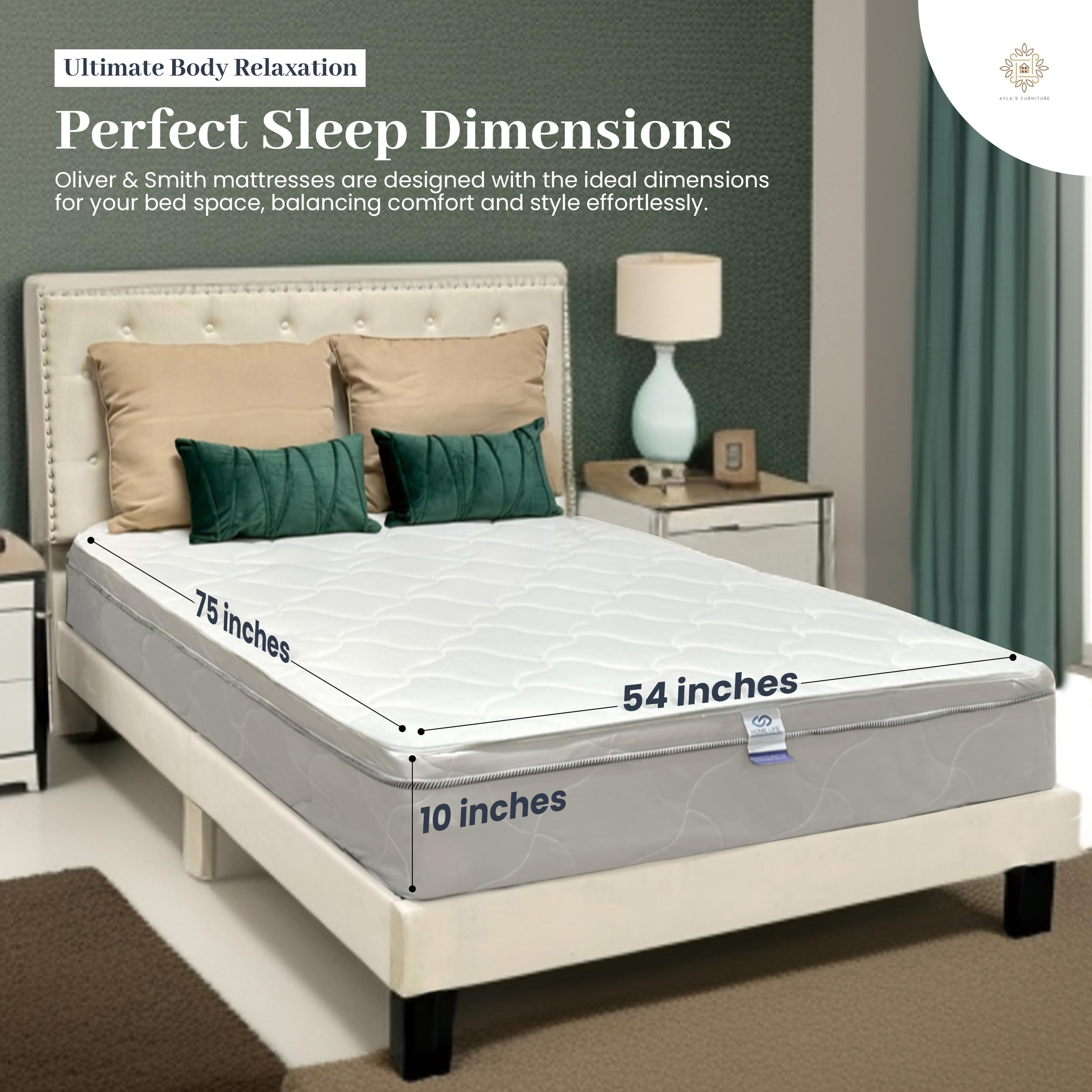 Aylas Furniture Full Size Mattress - 10 Inch Hybrid Full Mattress with High Density & Comfort Cold Foam with Continuous Coil Bonnell Springs - Eco-Friendly, Breathable Mattress Full Size Medium Firm