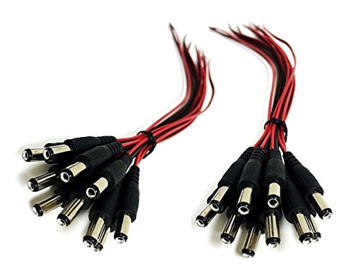 iMBAPrice CCTV Security Camera DC Maile Power Pigtail Cable, 5A 12v DC Power Plug Cord Male Connectors 2.1mm x 5.5mm, DC Pigtail Adapter Plug Socket Wire