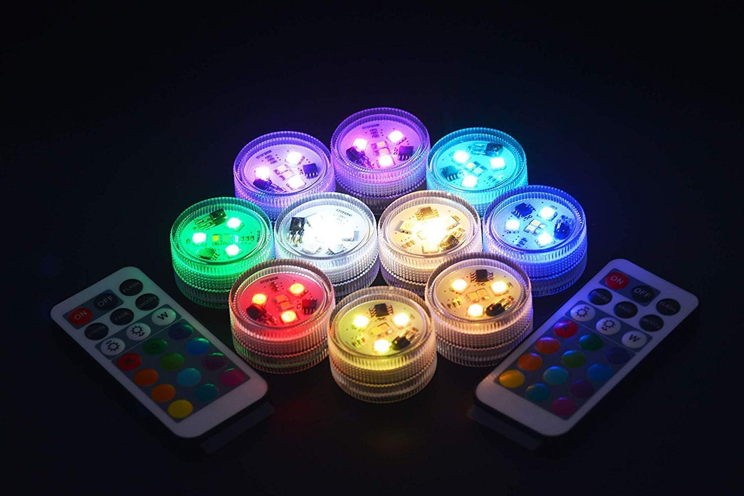 Alebew Underwater Led Lights with Remote, Waterproof Multi Color Submersible Led Lights Battery Operated Pool Lights for Halloween Christmas Party-10 Pack